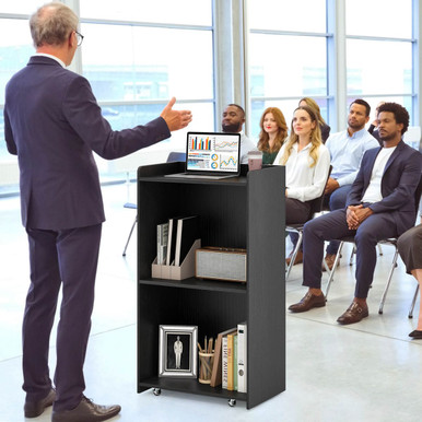 41" Presentation Podium with 2 Storage Shelves - Pick Your Plum