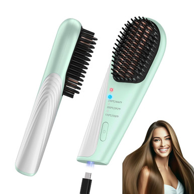 Cordless Portable Hair Straightener Brush for Travel USB-C Rechargeable ...