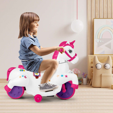 Kids' 12V Unicorn Ride-on Toy with Training Wheels - Pick Your Plum
