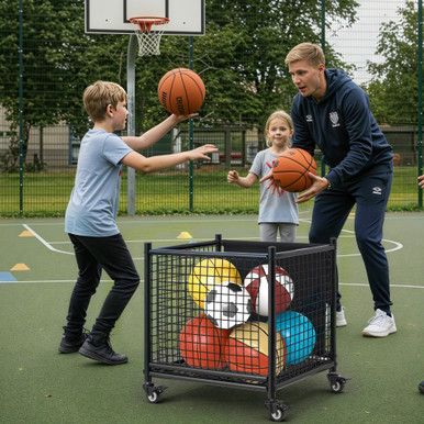 Rolling Basketball Bin with Wheels - Pick Your Plum