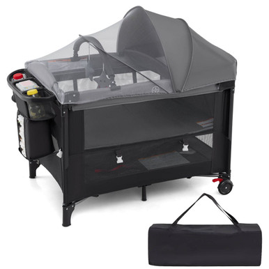 Portable Crib with 4-Side Visible Mesh and Changing Table - Pick Your Plum