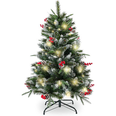 4-foot Prelit Christmas Tree with Pinecones and 140 Lights - Pick Your Plum