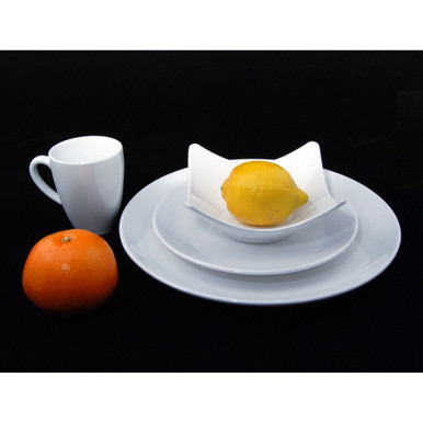 White Melamine Rimless 4-Piece Dinnerware Set - Pick Your Plum