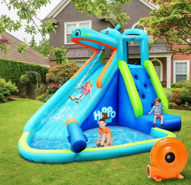 Inflatable Hippo Climbing Wall and Splash Pool - Pick Your Plum