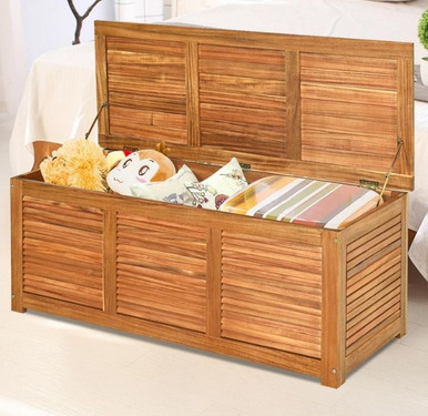 Acacia Wood 47-Gallon Outdoor Storage Box - Pick Your Plum