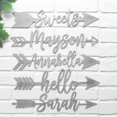 Personalized Metal Arrow Name Sign - Pick Your Plum