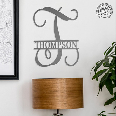 Personalized Fancy Monogram Metal Family Name Sign - Pick Your Plum