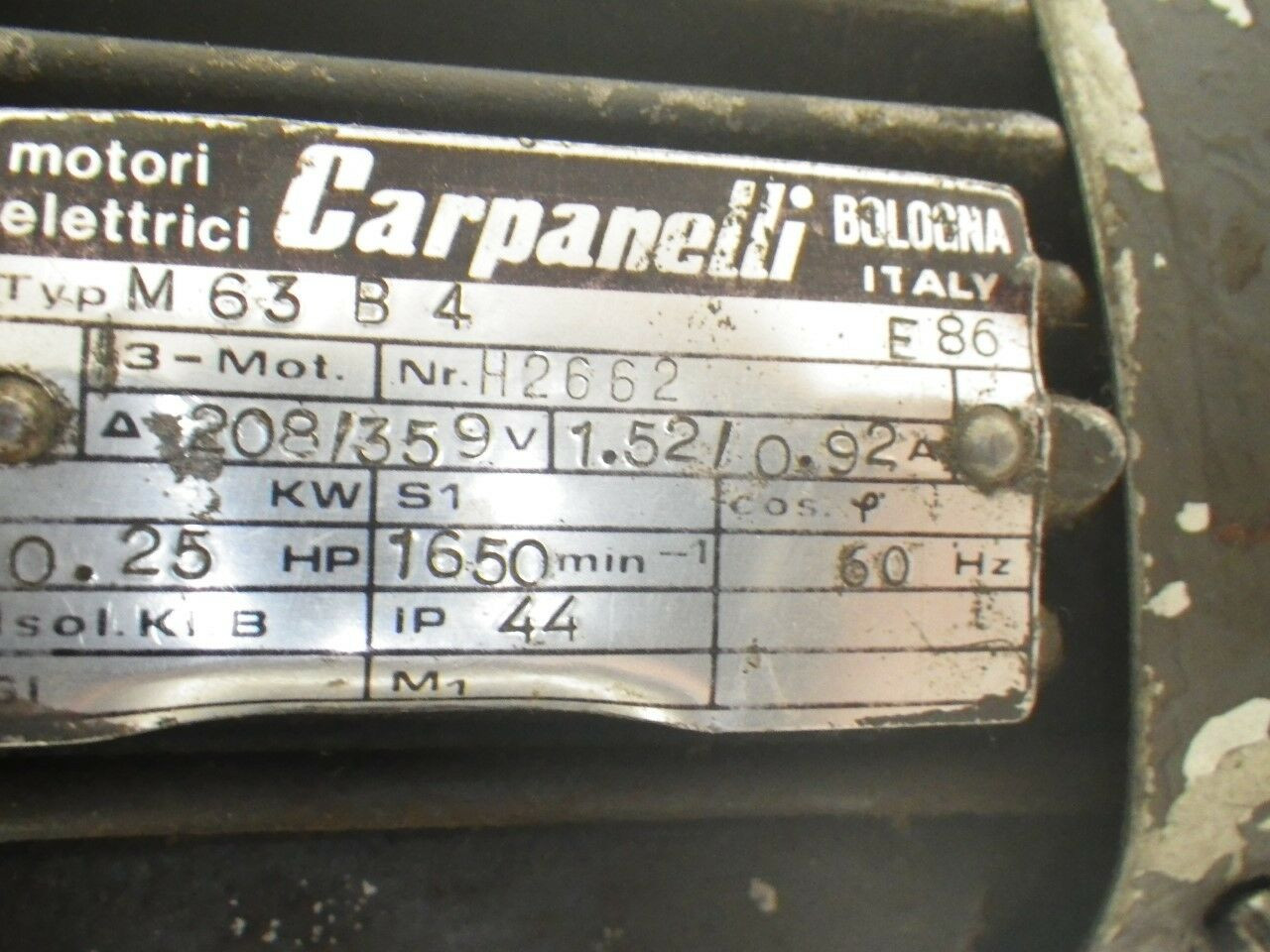 M63B4 + MI30 N8 Motori Elettrici Carpanelli Motor + Siti Gearbox - PCM ...