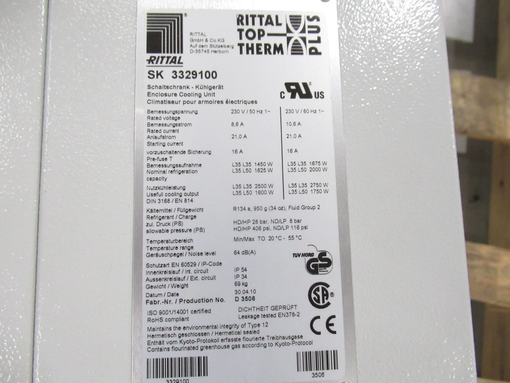 SK 3329100 RITTAL Enclosure Air Conditioner Wall-mounted cooling unit ...
