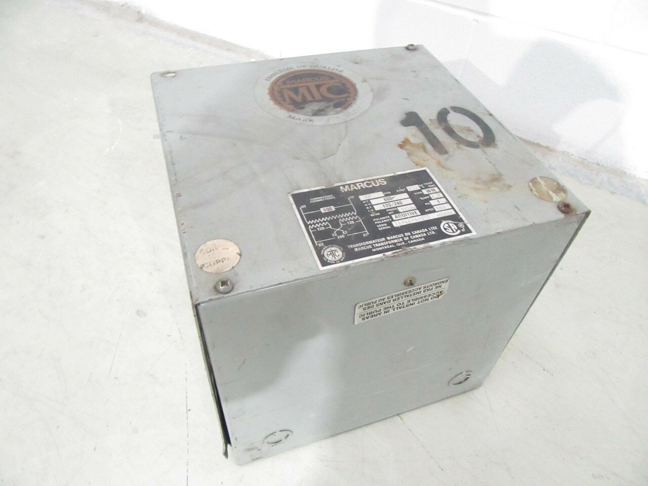 MTC50-39 Marcus Transformer 50VA 60Hz 80C Rise 600V/120V Class B