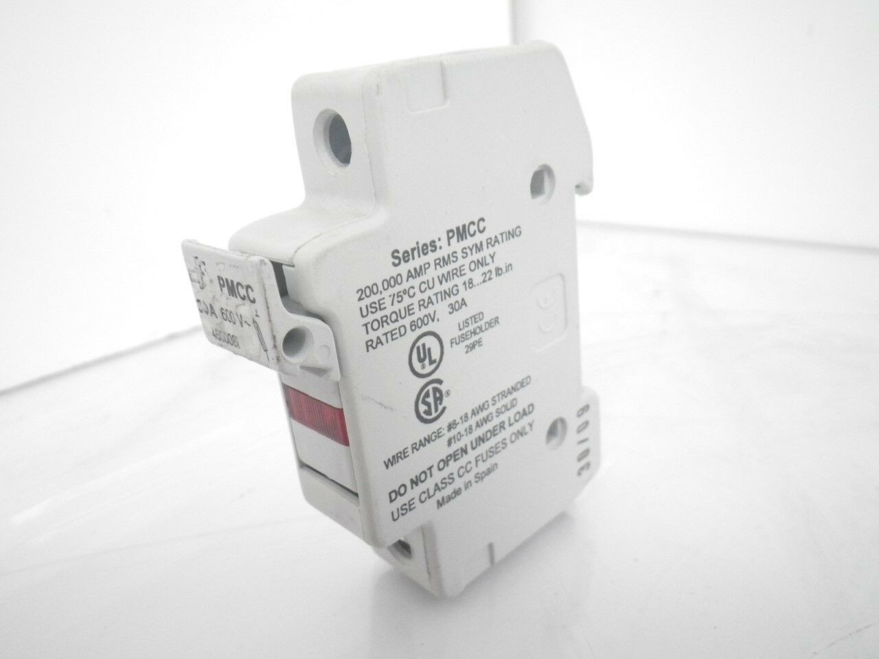 PMCC DF Fuse Holder 30a 600v 1 Pole + Fuse atmr1 1a 600vac Class (Used ...