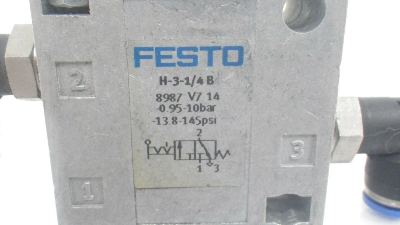 H-3-1/4 B FESTO hand level valve + 2 fitting valve (Used Tested) - PCM ...