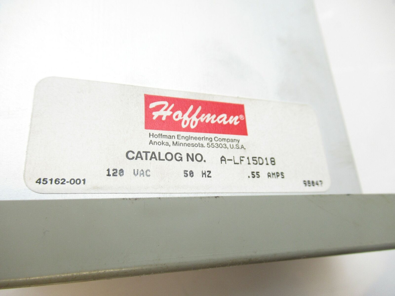A-LF15D18 - HOFFMAN 120VAC 50HZ .55 Amps Lighting Enclosure (USED ...