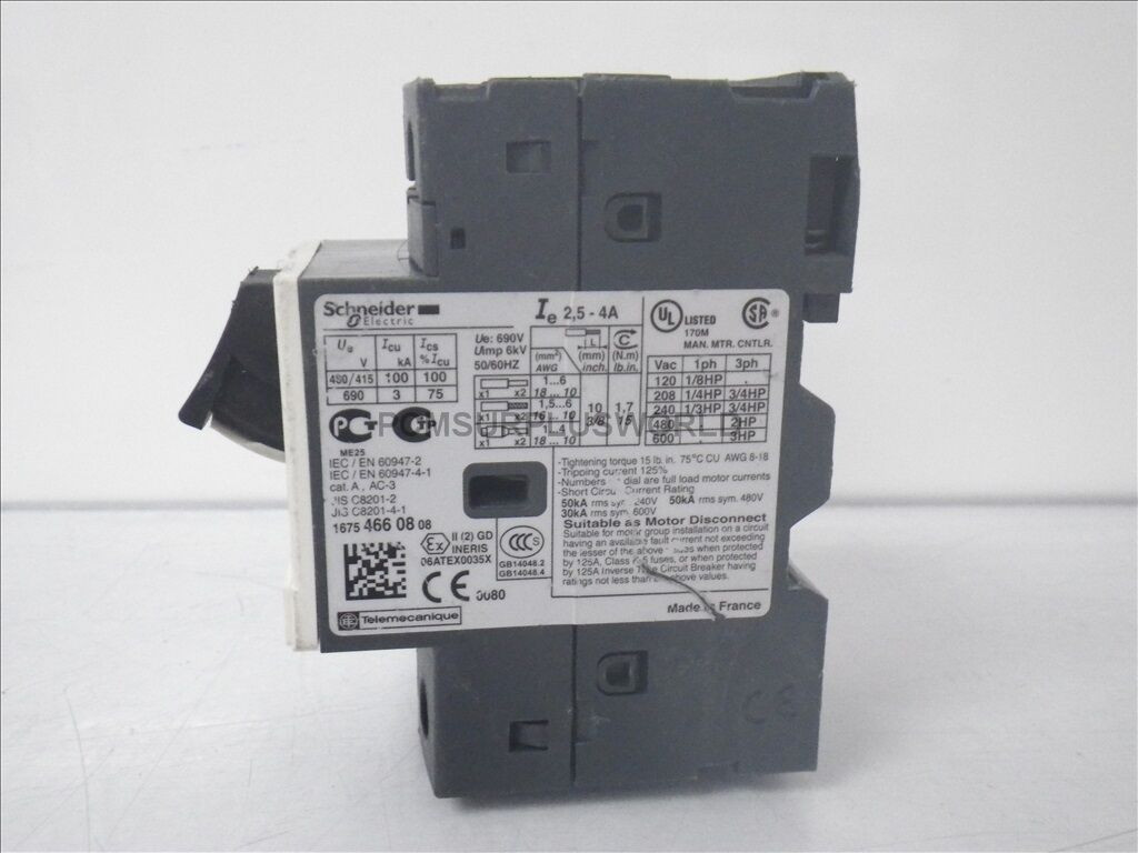 GV2ME08 Schneider Electric motor circuit breaker 2.5-4A (Used and ...