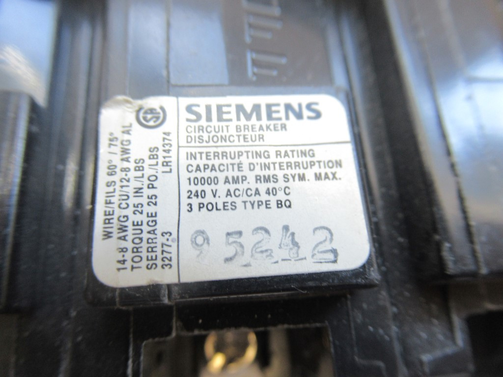 Siemens BQ3B030 Type BQ Circuit Breaker 3 Pole 30A - PCM SURPLUS WORLD