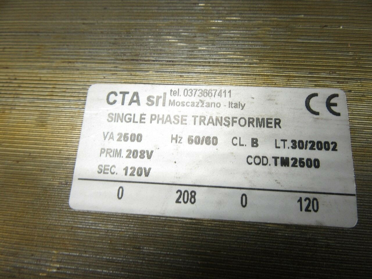 TM2500 CTA Single Phase Control Transformer VA 2500 HZ50/60 SEC120V ...
