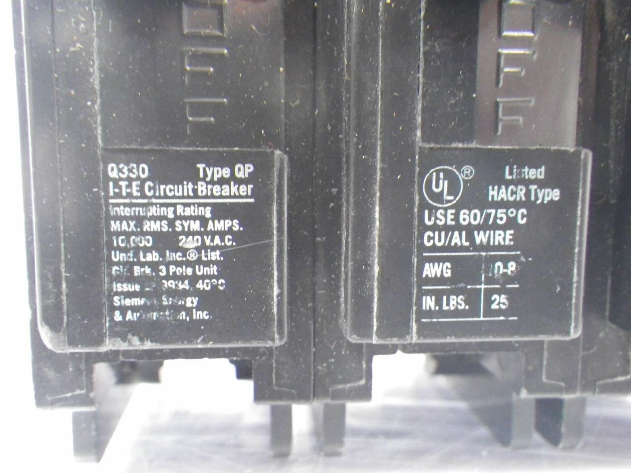 Q330 TYPE QP ITE circuit breaker 3 pole 30A (Used and Tested) - PCM ...