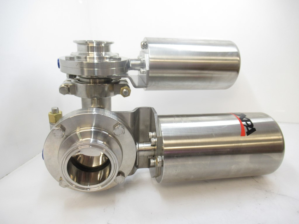 INOXPA DUO PACK TRICLAMP SANITARY BUTTERFLY VALVE PNEUMATIC ACTUATOR ...