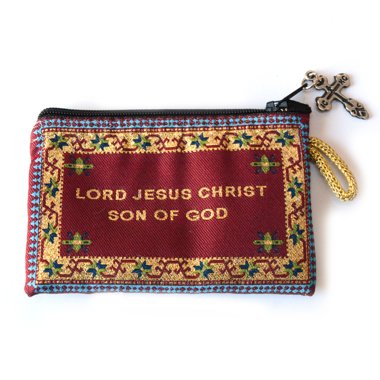 Jesus Prayer Rosary Pouch - Maroon Pouch - True Devotionals
