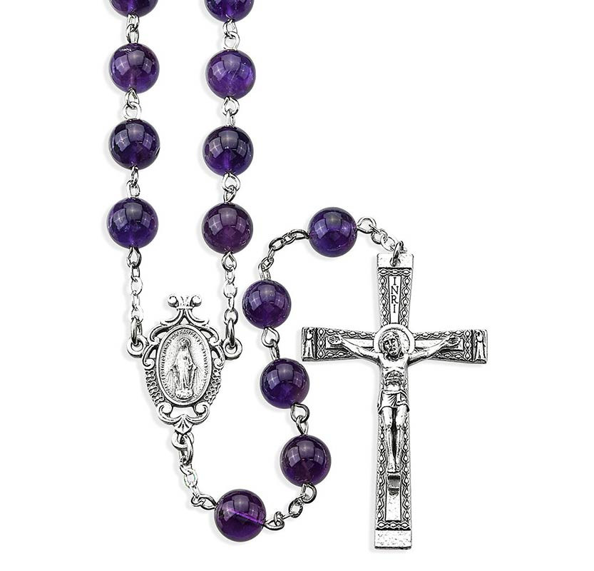 Handmade Genuine Amethyst Stone Rosary