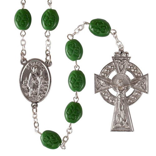 Saint Patrick Rosary with Shamrock Beads