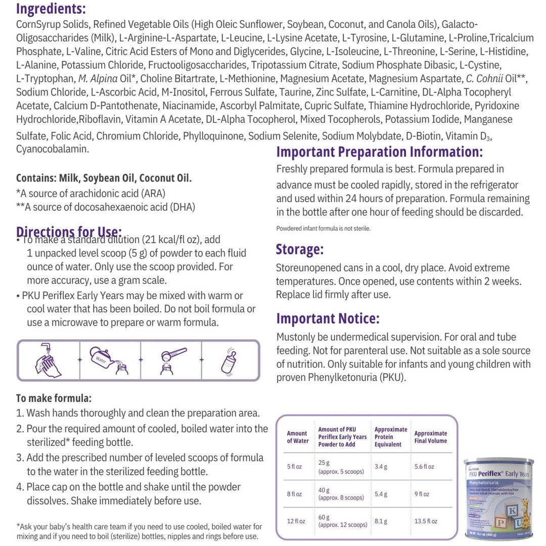 Nutricia PKU Periflex Early Years Powdered Formula, 400 Grams