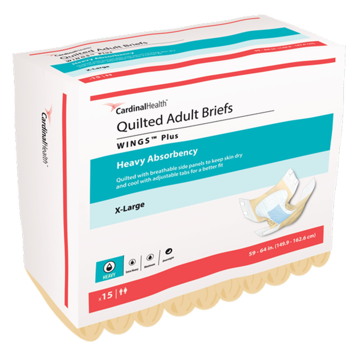 Cardinal Wings Quilted Adult Diapers with Tabs, Super