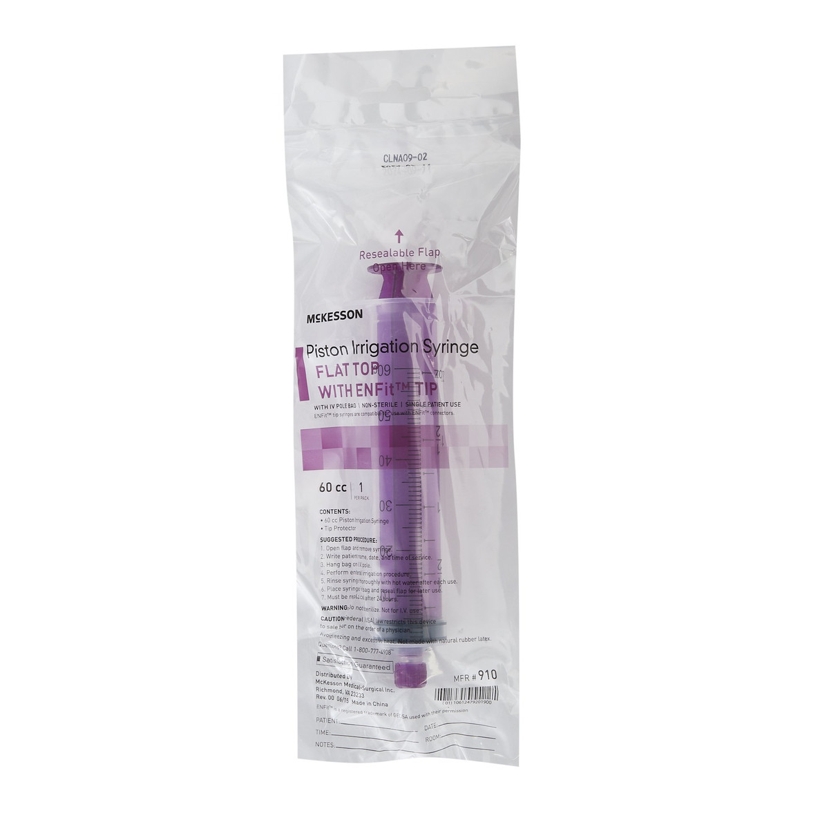 McKesson Piston Irrigation Syringe Flat Top with Enfit Tip