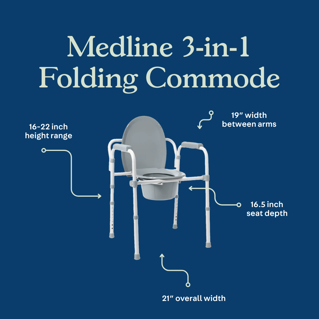 Medline 3-in-1 Steel Elongated Folding Commode | Carewell
