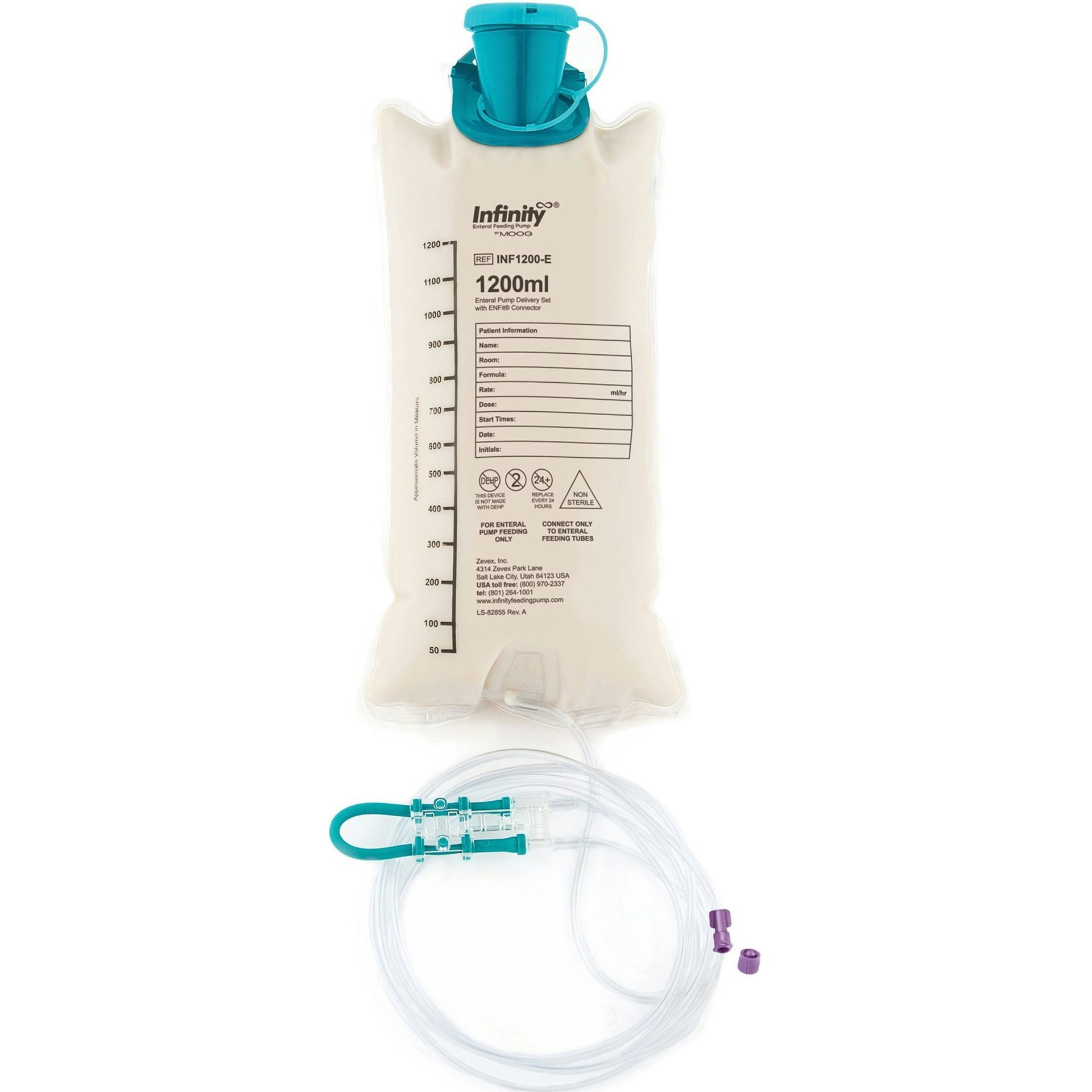 Zevex Infinity Feeding Pump Bag Set with EnFit Connector
