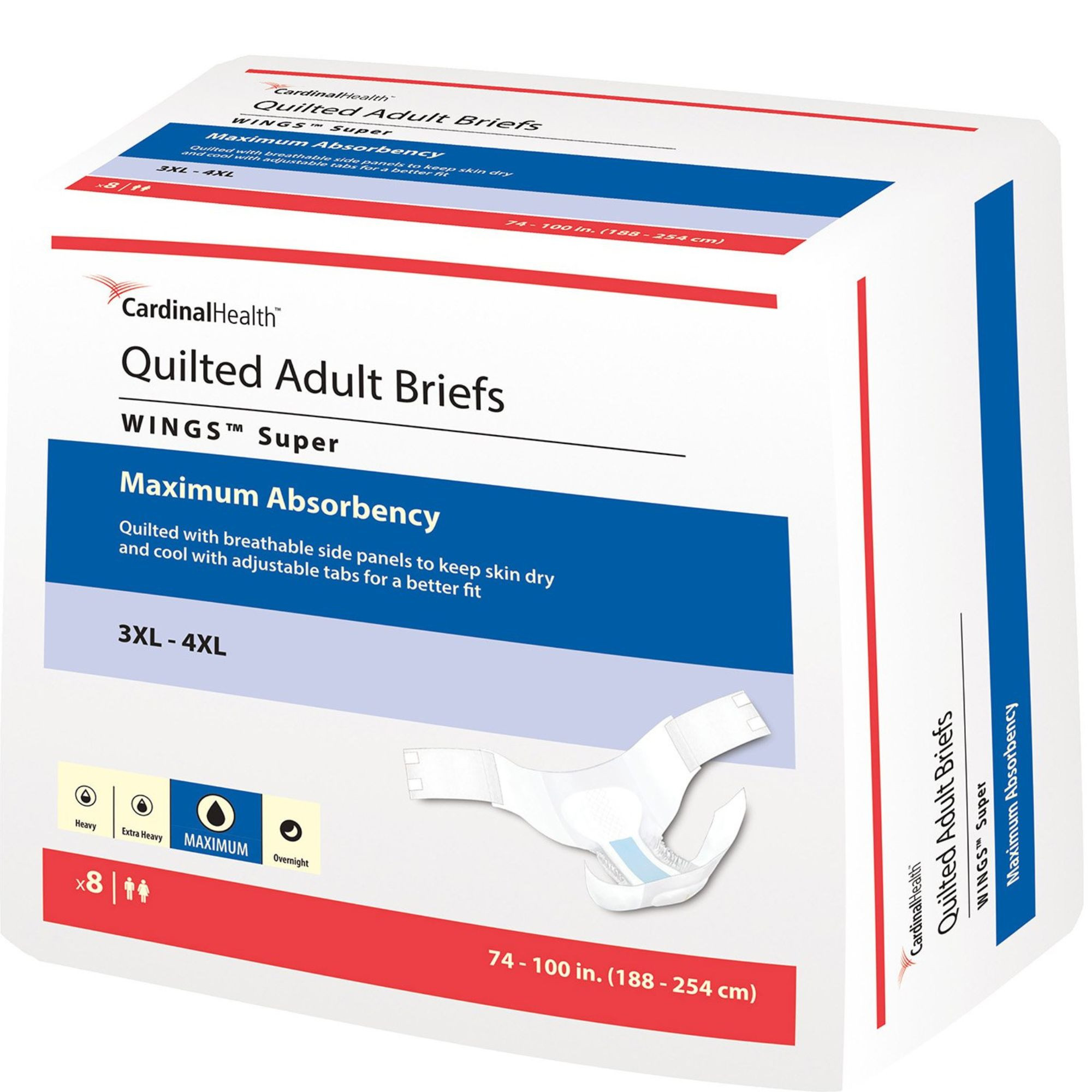 Cardinal Wings Quilted Adult Diapers with Tabs, Super