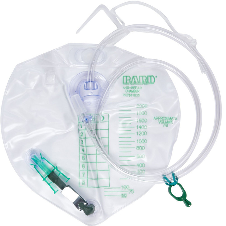 Bard Urinary Drainage Bag with Anti-Reflux Chamber and EZ-Lok Sampling Port