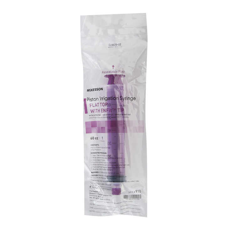McKesson Piston Irrigation Syringe Flat Top with Enfit Tip