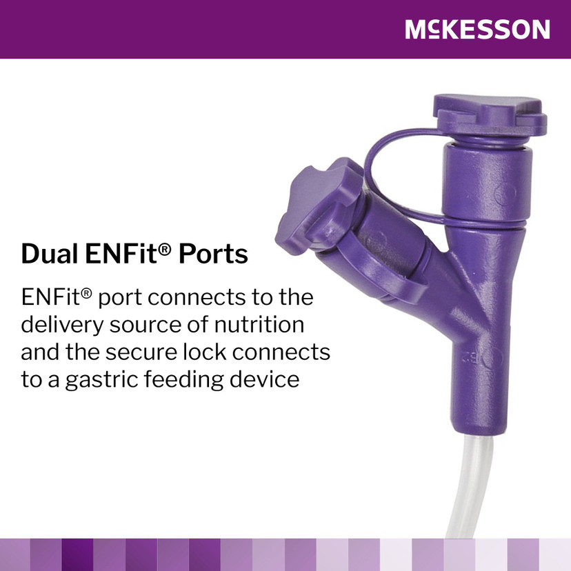 McKesson Dual ENFit Port Extension Feeding Set, Right Angle, 12"