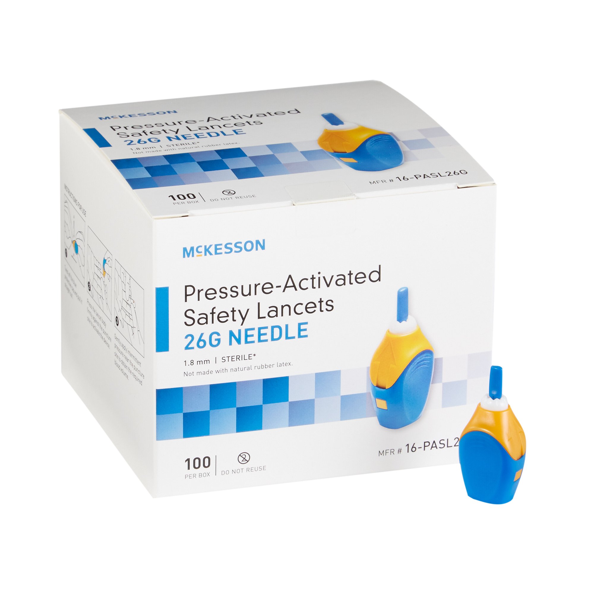 McKesson Push Button Activated Safety Lancets, 26G Needle, 1.8 mm