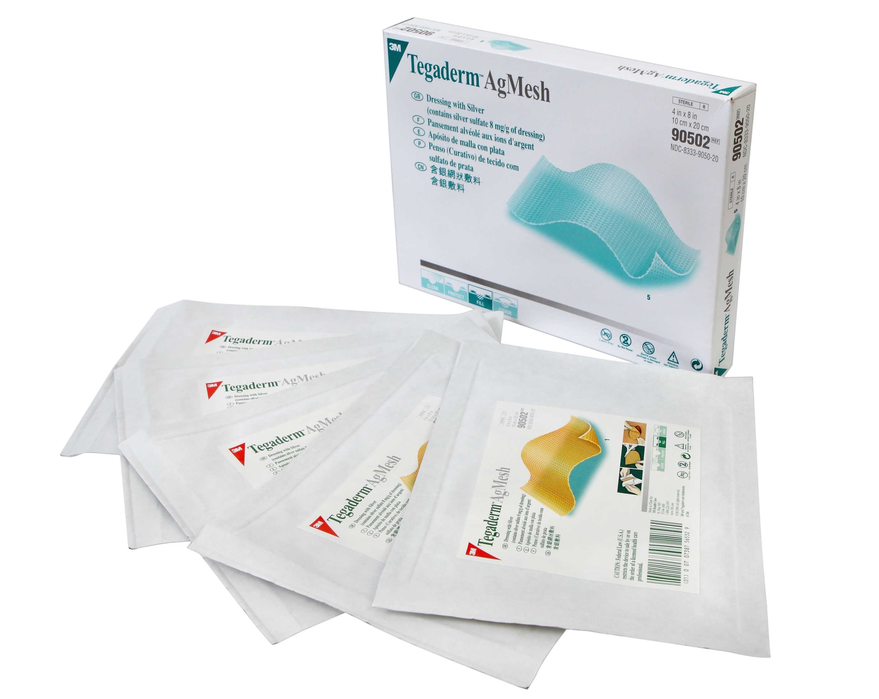 3M Tegaderm Ag Mesh Dressing with Silver, 4 X 8" | Carewell