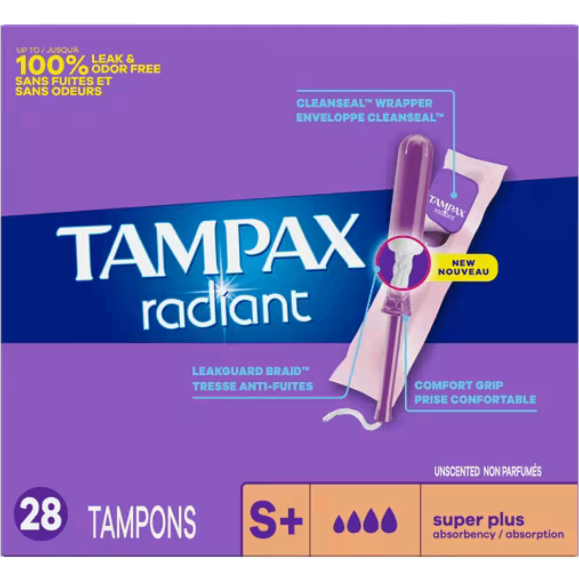 Tampax Radiant Tampons, Super Plus Absorbency | Carewell