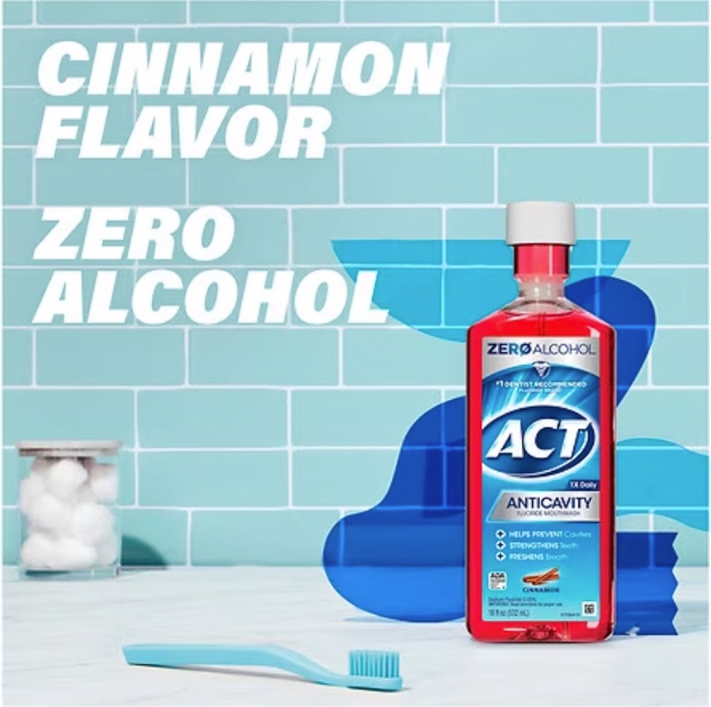 ACT Anticavity Mouthwash, Zero Alcohol Cinnamon | Carewell