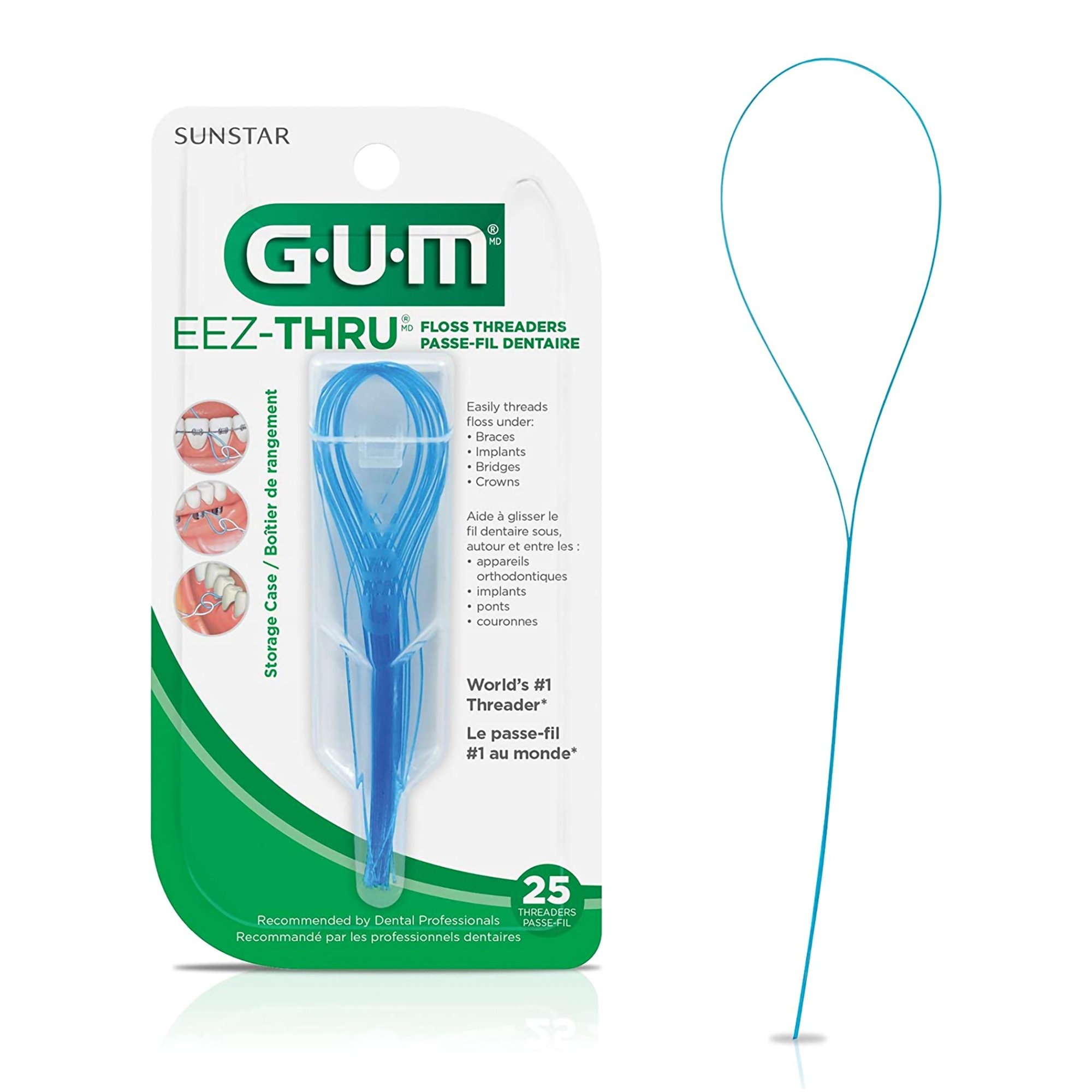 GUM EeZ-Thru Dental Floss Threader, Satin Mint Flavor | Carewell