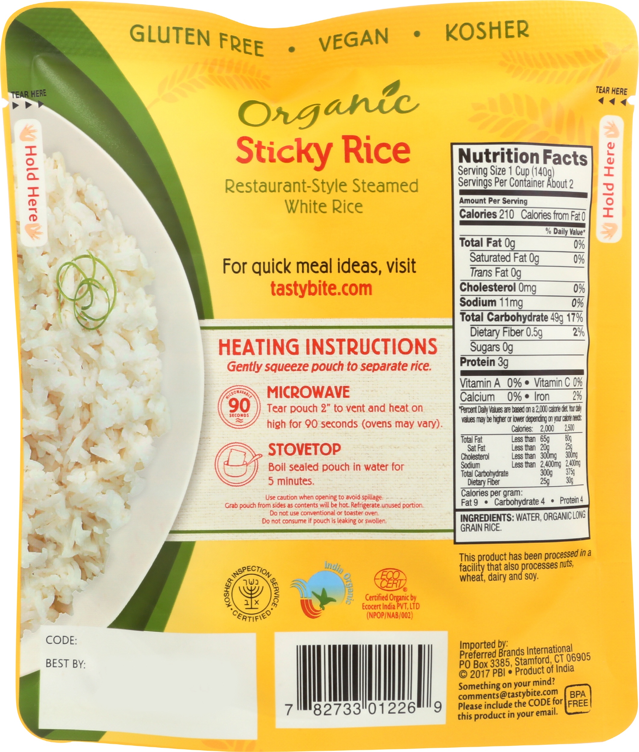 Tasty Bite Organic Sticky Rice | Shop at Carewell