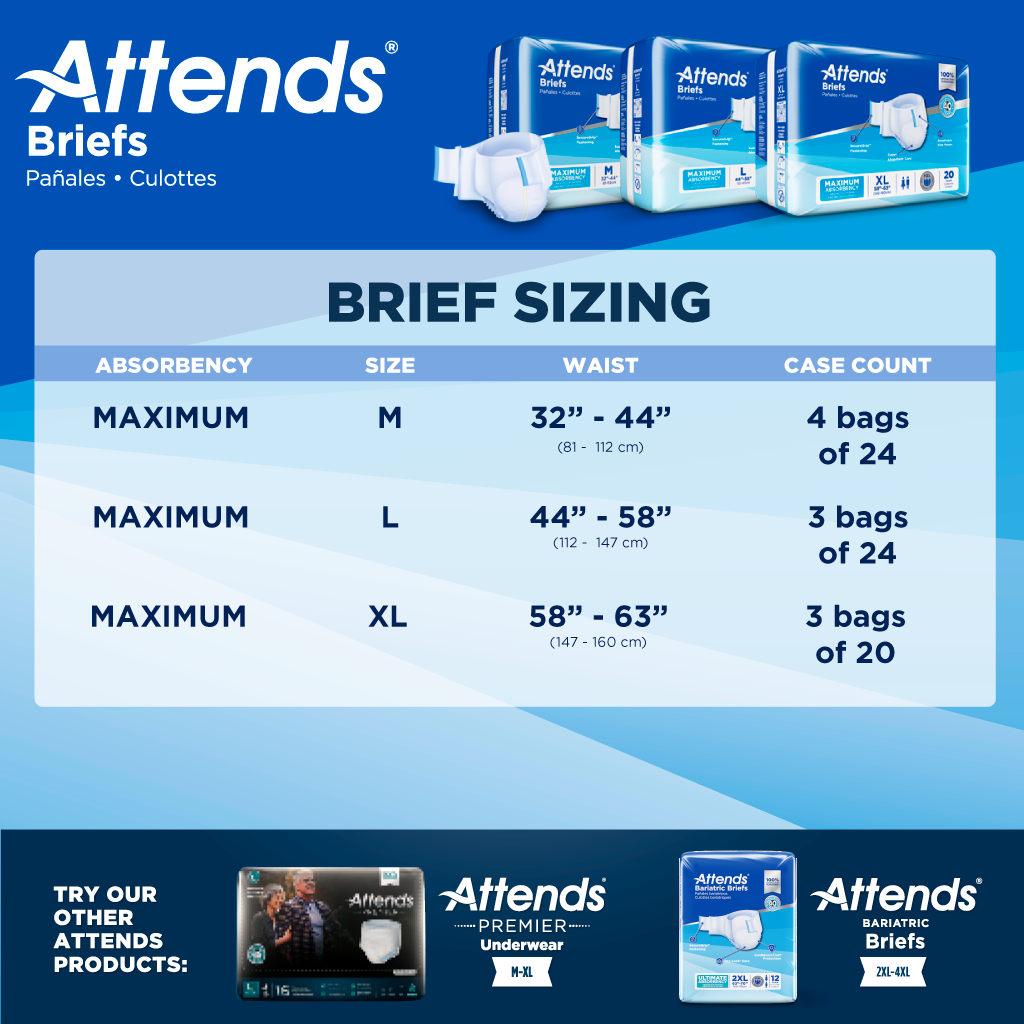 Attends Adult Incontinence Briefs, Maximum Absorbency
