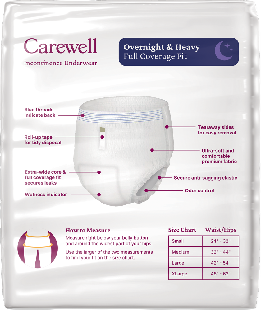 Carewell Premium Overnight Incontinence Pull-Up Underwear, Full ...