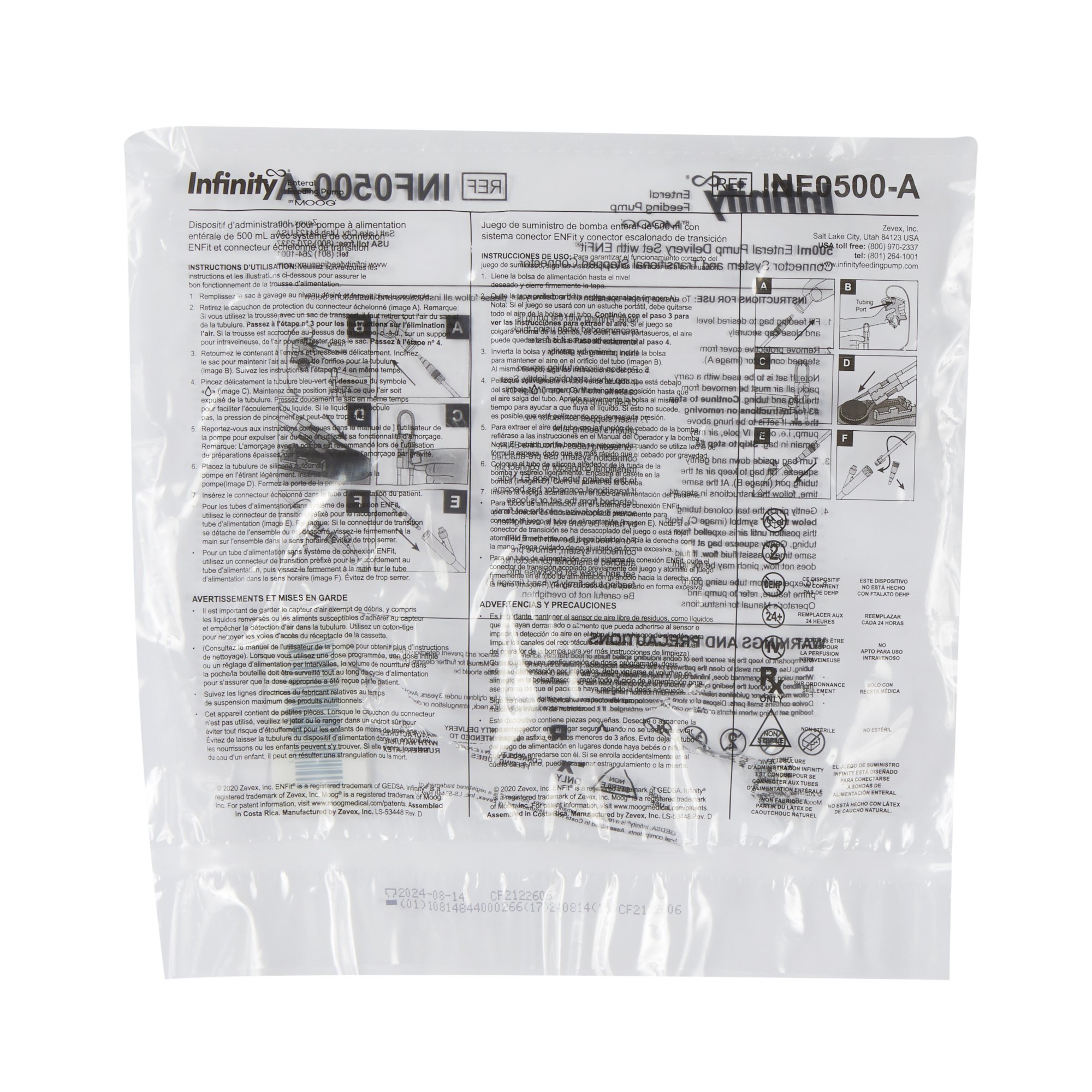 EnteraLite Infinity Enteral Pump Delivery Bag Set, 1200mL