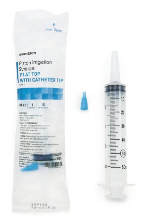 McKesson Piston Irrigation Flat Top Syringe with Catheter Tip