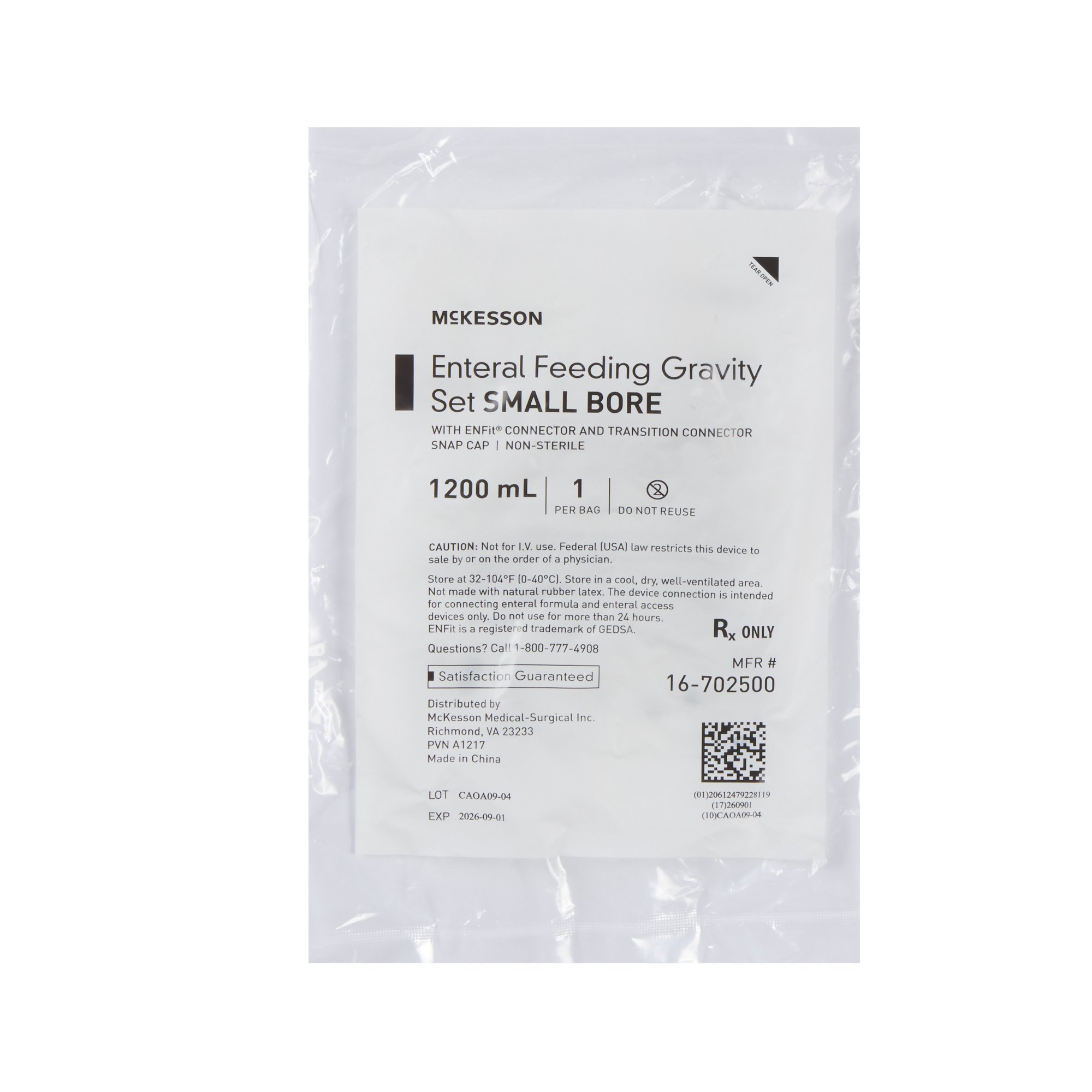 McKesson Gravity Feeding Bag Set, 1200 mL | Shop at Carewell