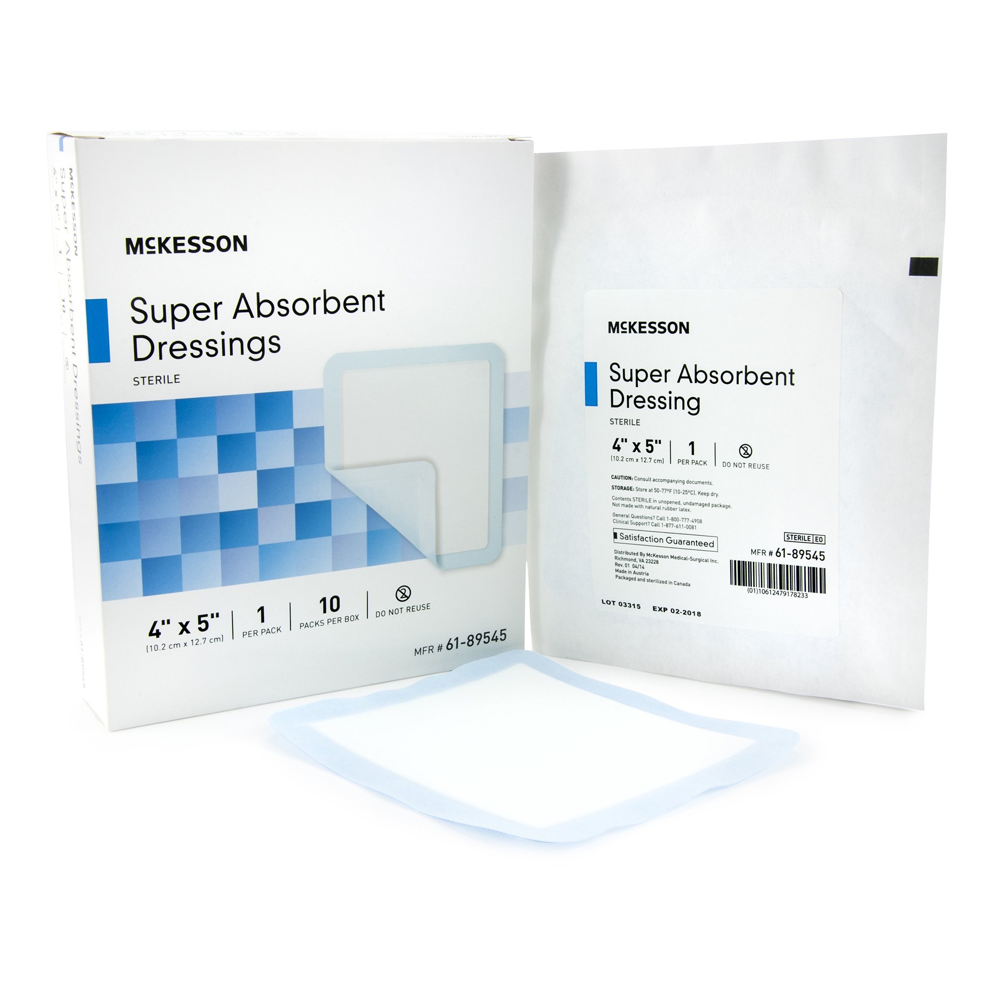 McKesson Super Absorbent Dressings, 4 X 5" | Carewell