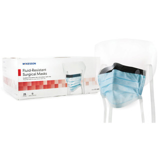 McKesson Fluid-Resistant Surgical Masks with Eye Shield, Classic Style ...