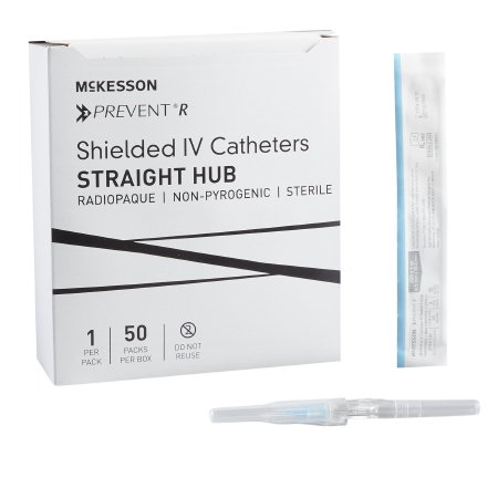 McKesson Prevent R Shielded IV Catheters, Straight Hub, 22 Gauge