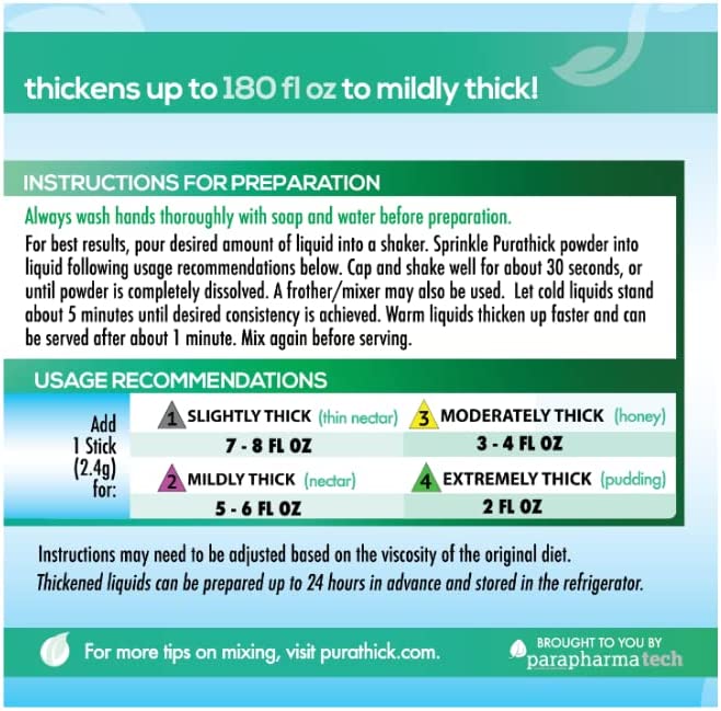 Purathick Beverage Thickener Powder Packets, Unflavored, 2.4 g