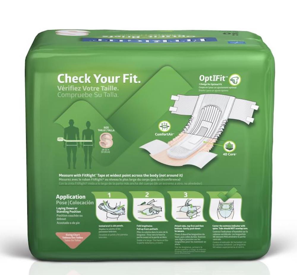 FitRight OptiFit Extra Incontinence Briefs with Center Tab, Heavy ...